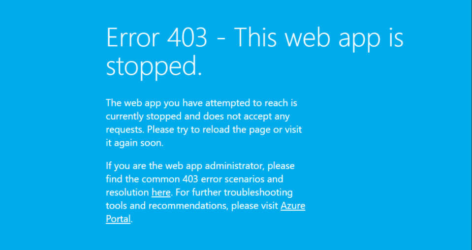Error: "403 - This Web App is Stopped"