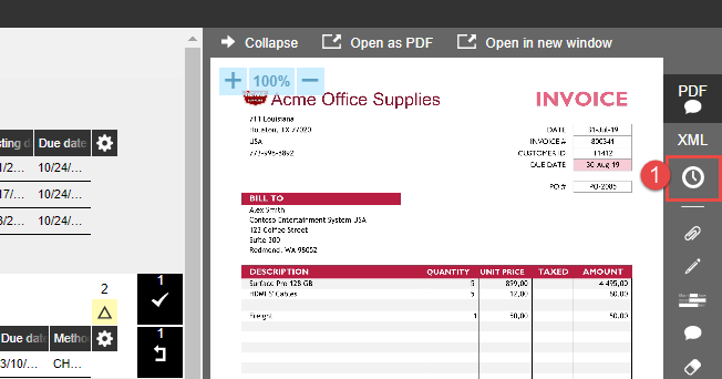 Invoice history and audit trail