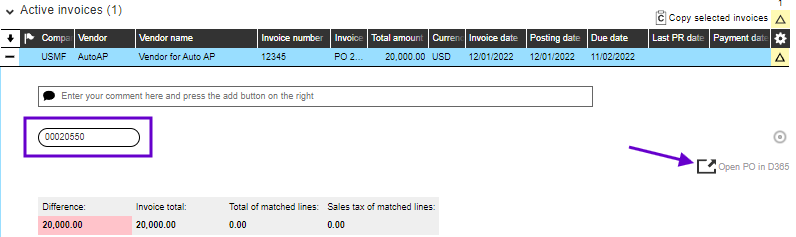 Matching of PO Invoices