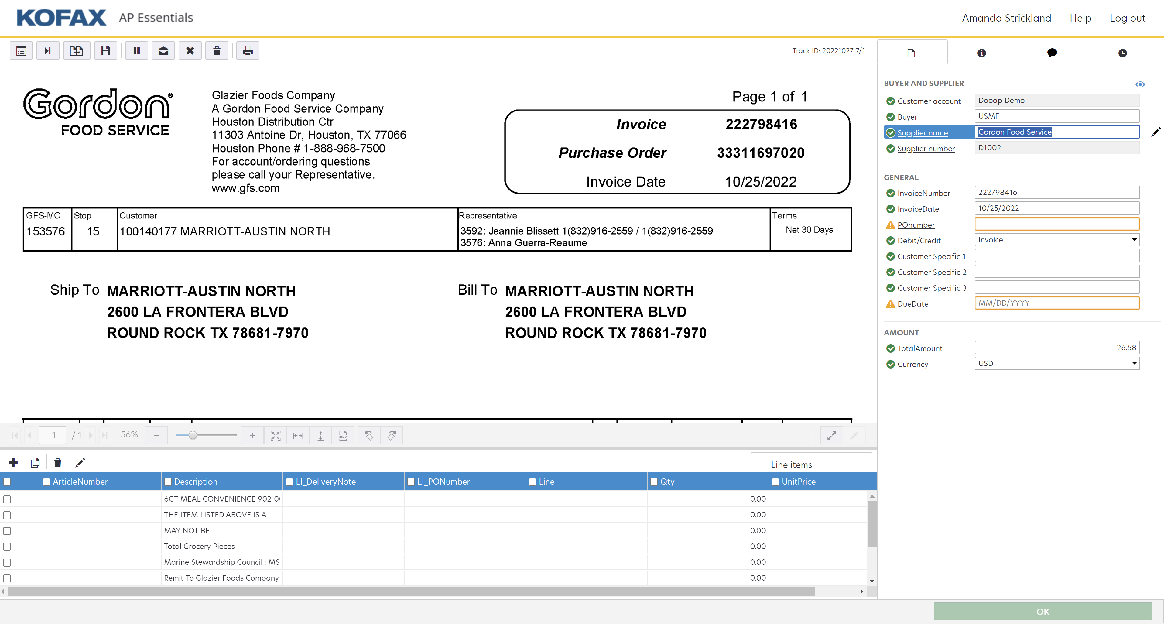 Kofax AP Essentials Invoice Validation